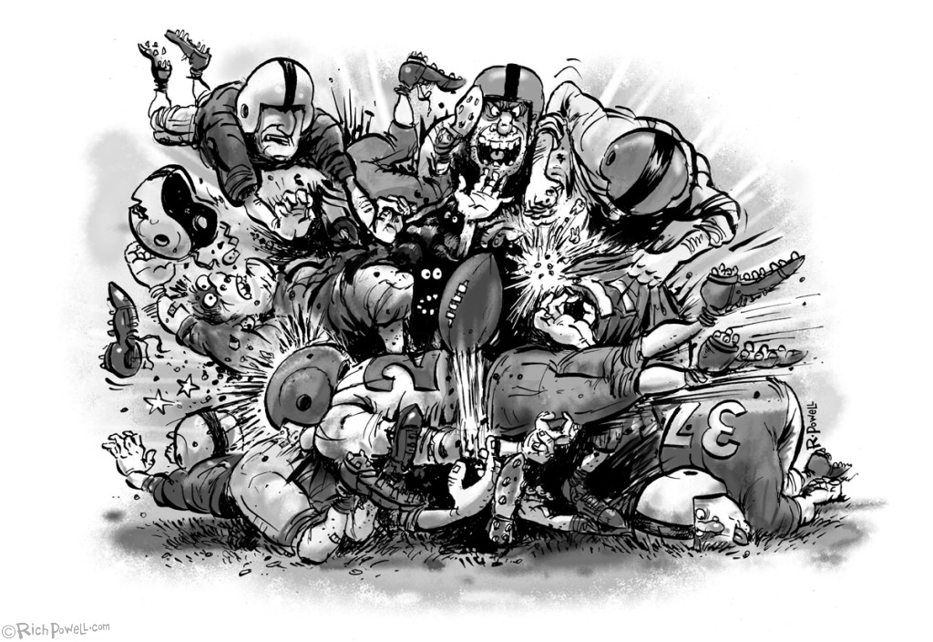 Football-pile-on - Rich Powell Illustration